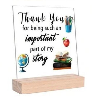 Acrylic Teacher Appreciation Plague With Wooden Stand – The Empathy Gift Co