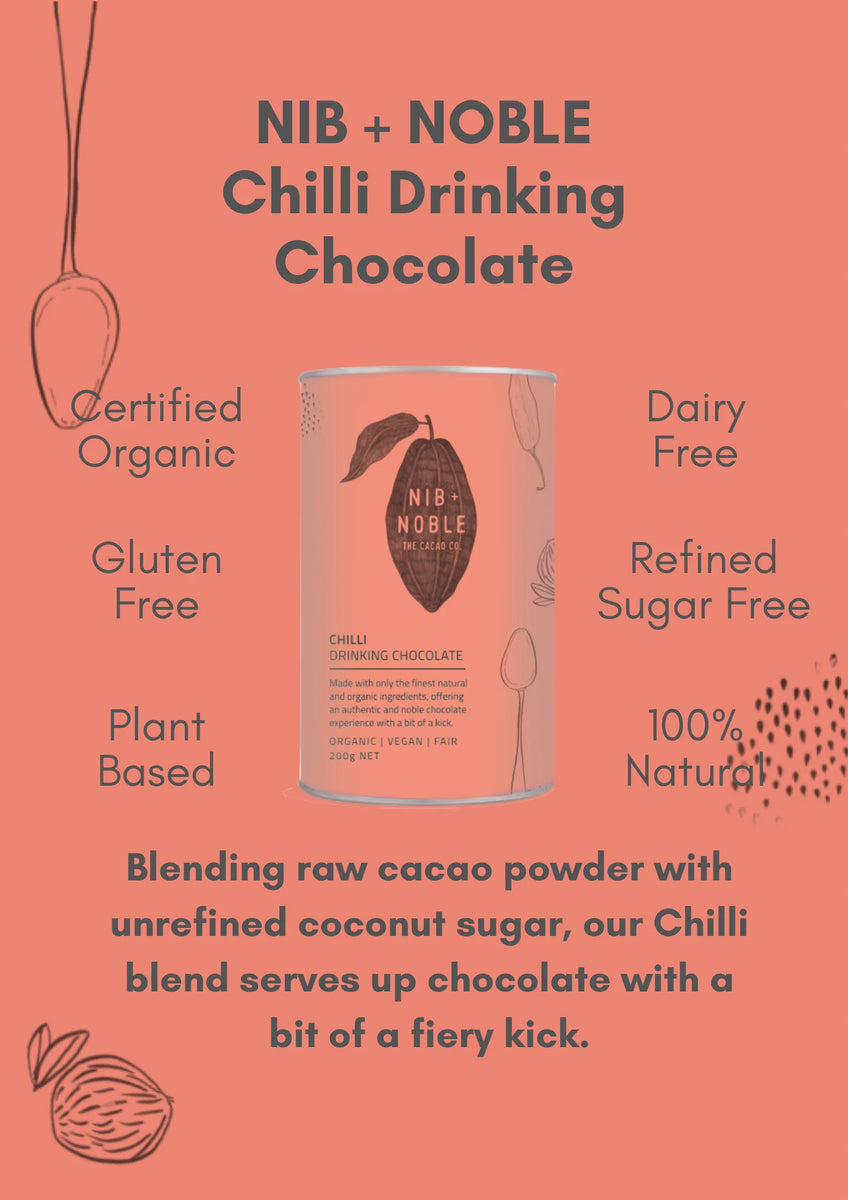 Nib & Noble Chilli Organic Drinking Chocolate – The Empathy Gift Co